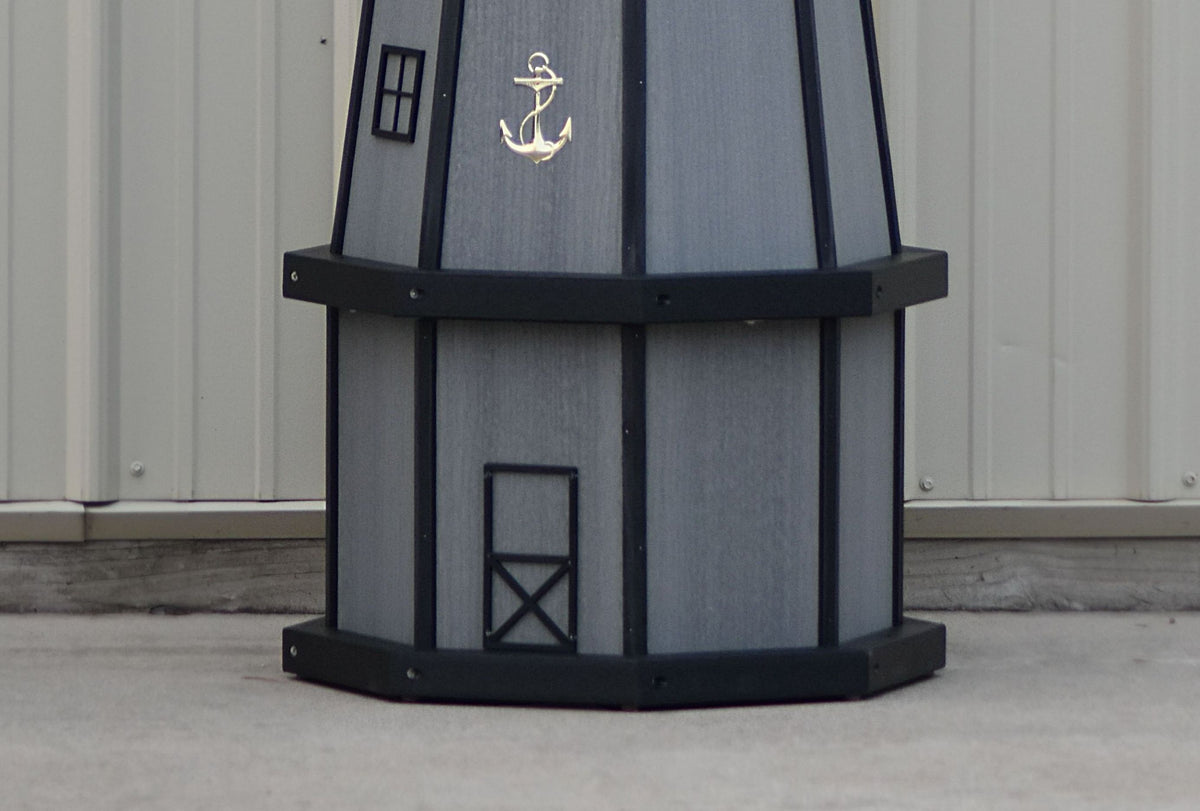 5 ft. Octagon Solar and Electric Powered Poly Lighthouses Driftwood wi ...