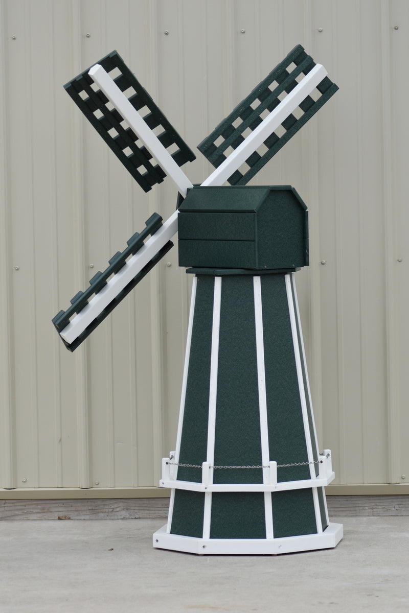 5 ft. Octagon Poly Dutch Windmill (Green/white trim) – NMW Crafts