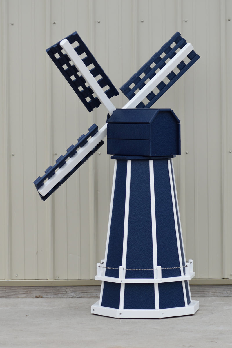5 ft. Octagon Poly Dutch Windmill in Navy Blue with White Trim – NMW Crafts