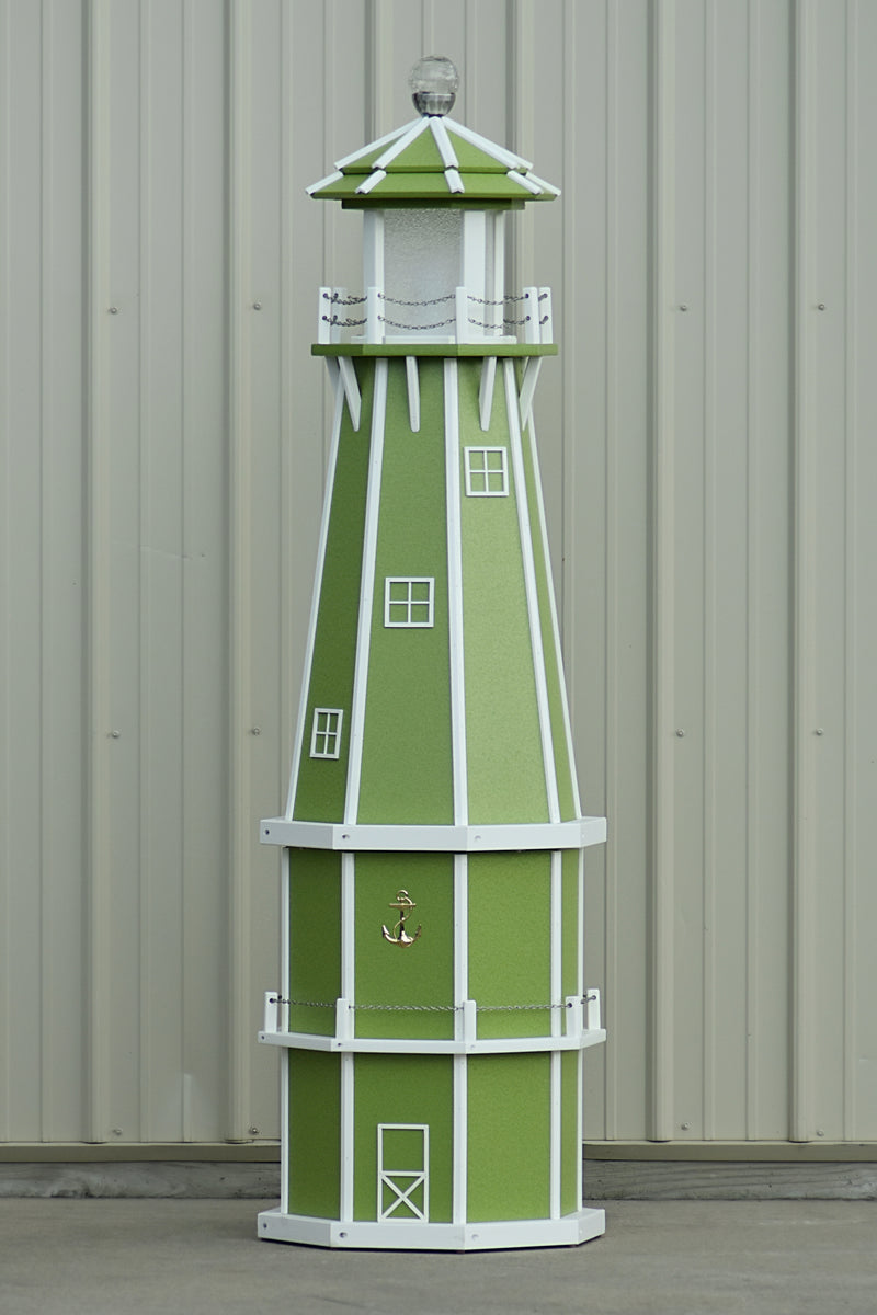 6 ft. Octagon Solar and Electric Powered Poly Lighthouse Lime Green wi ...