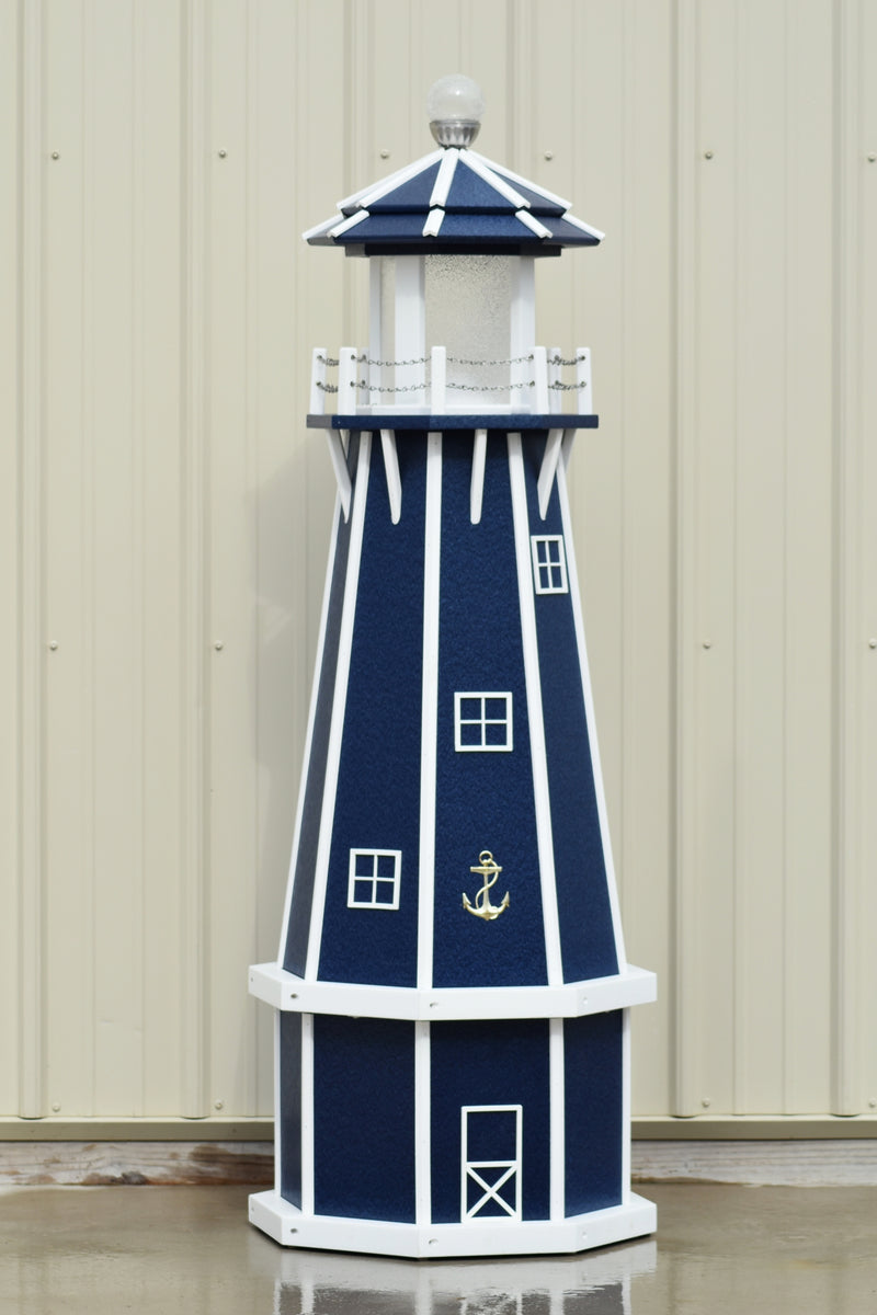 5 ft. Octagon Solar and Electric Powered Poly Lighthouses, Patriot Blu ...